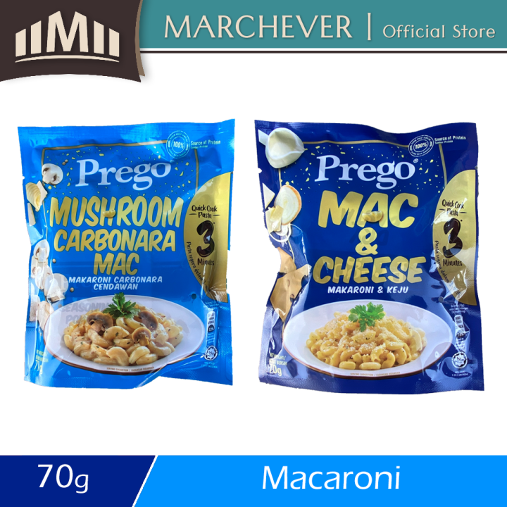 Prego Macaroni Quick Cook Pasta 3 Minutes Mushroom Carbonara / Cheese ...