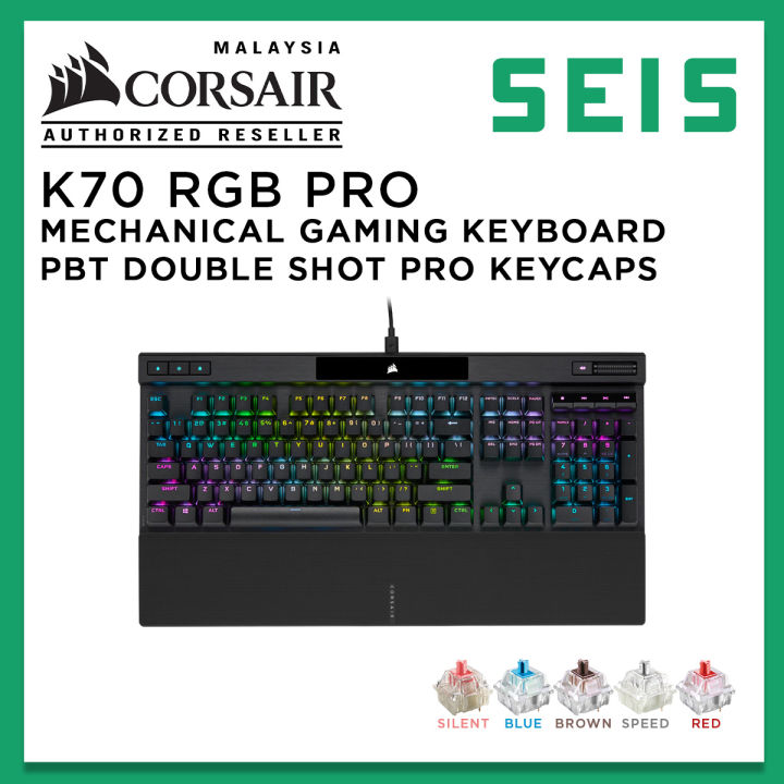 CORSAIR K70 RGB PRO Mechanical Gaming Keyboard with PBT DOUBLE SHOT PRO Keycaps - Cherry MX Blue ...