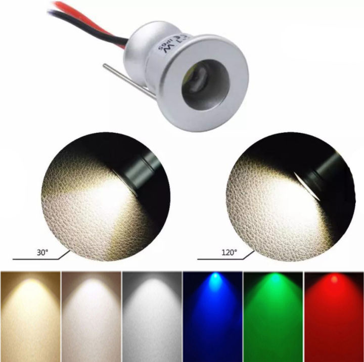 Ranpo 1W 12V Mini LED Downlight Spotlight IP65 Stair Cabinet Light Silver Shell Spot Light ...