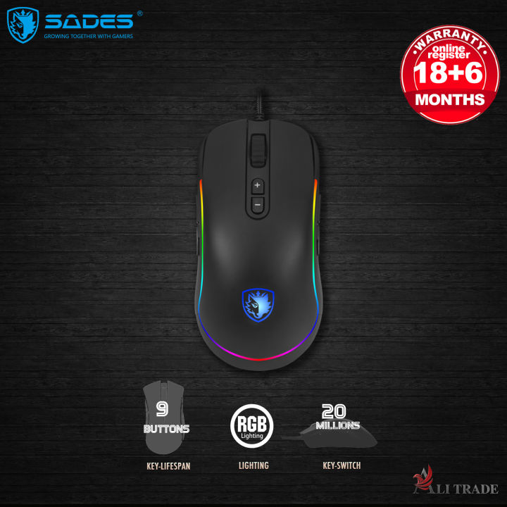 SADES Revolver Ambidextrous Gaming RGB Mouse | Lazada