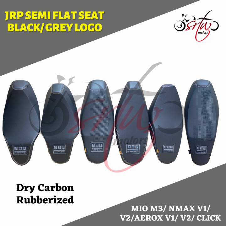 SRTW JRP Semi Flat Seat Dry Carbon Rubberized Black/Grey Logo NMAX V1/V2 / AEROX V1/ V2/ MIO M3 ...