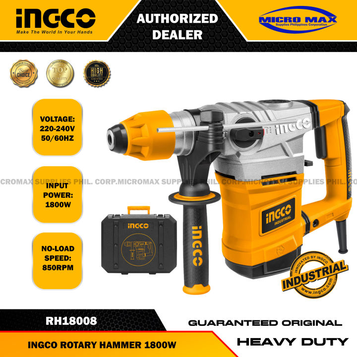 INGCO ROTARY HAMMER 1800W"(RH18008)*SDS plus chuck system* | Lazada PH