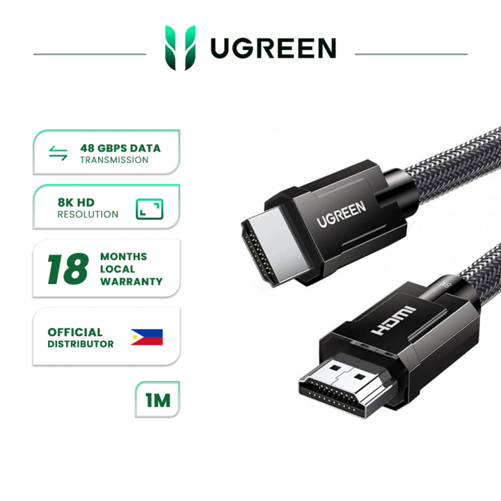 UGREEN 8K HDMI M/M Round Cable Zinc Alloy Shell Braided (Gray) - PH | Lazada PH
