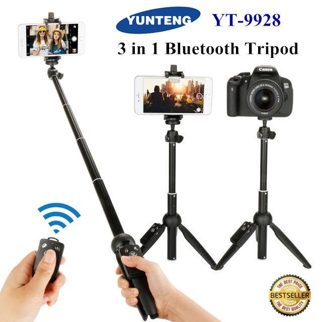 Original YUNTENG 9928 Portable Tripod Foldable Universal Monopod 3 in 1 ...