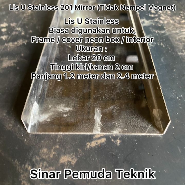 Lis U Stainless Steel / Cover / Rangka / Frame Neon Box Stainless Steel ...