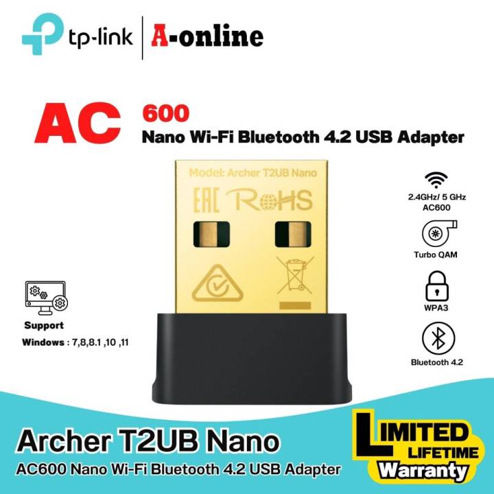 TP Link Archer T2UB Nano AC600 Nano Wi-Fi Bluetooth 4.2 USB Adapter ...