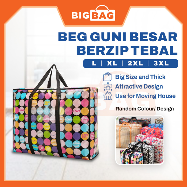 Beg Guni Besar Berzip Tebal Laundry Bag Waterproof Large Storage Beg ...