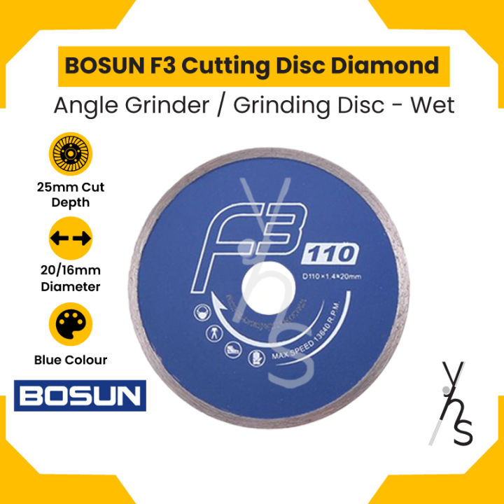 BOSUN F3 Cutting Disc Diamond Angle Grinder / Grinding Disc - Wet | Lazada