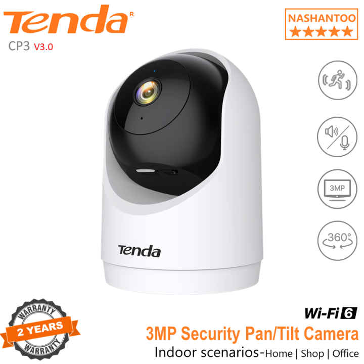 Tenda CP3 2K(3MP) Pan/Tilt WiFi6 Two Way Audio Indoor Camera, 360° All ...