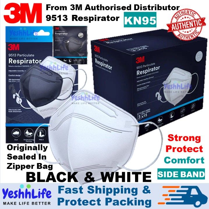 3M 9513 KN95 SIDE BAND HOOK RESPIRATOR 3M KN95 MASK 9501+ EARLOOP ...