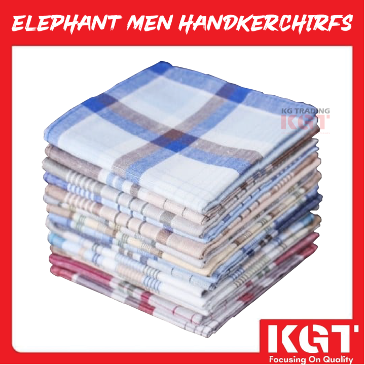 ELEPHANT Mens Handkerchief 100%Super Fine Cotton Hankies Sapu Tangan ...
