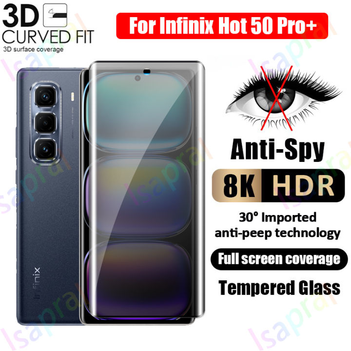 Infinix Hot 50 Pro Plus Hot50Pro+ 4G Privacy Tempered Glass Film 3D ...