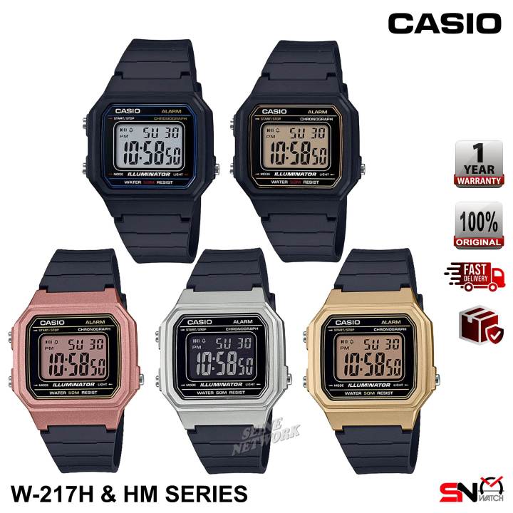 Casio W-217H W-217HM Fashion Digital Black Resin Band Unisex Sports ...