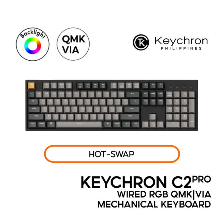 Keychron C2 Pro QMK/VIA Wired Mechanical (Full Size Layout, Wired, RGB ...