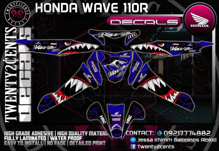 honda wave 110r decals / sticker shark | Lazada PH