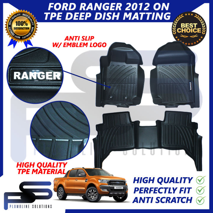 TPE / 5D ( Black / Carbon Fiber ) Deep Dish Matting for Ford Ranger ...