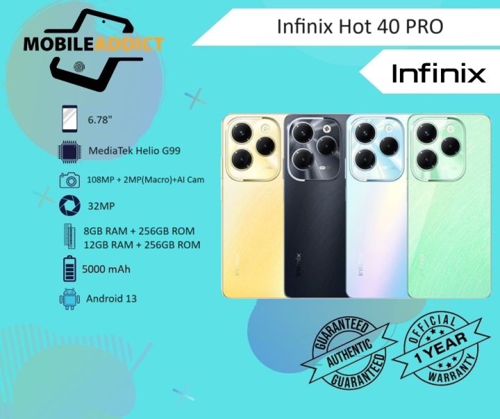 Infinix Hot 40 Pro NTC, 1 year official warranty | Lazada PH