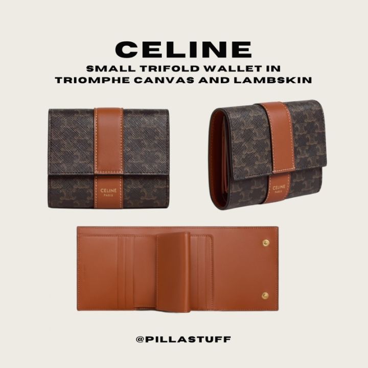 แท้100%🔥 Celine small trifold wallet กระเป๋าสตางค์เซลีนแคนวาส | Lazada ...