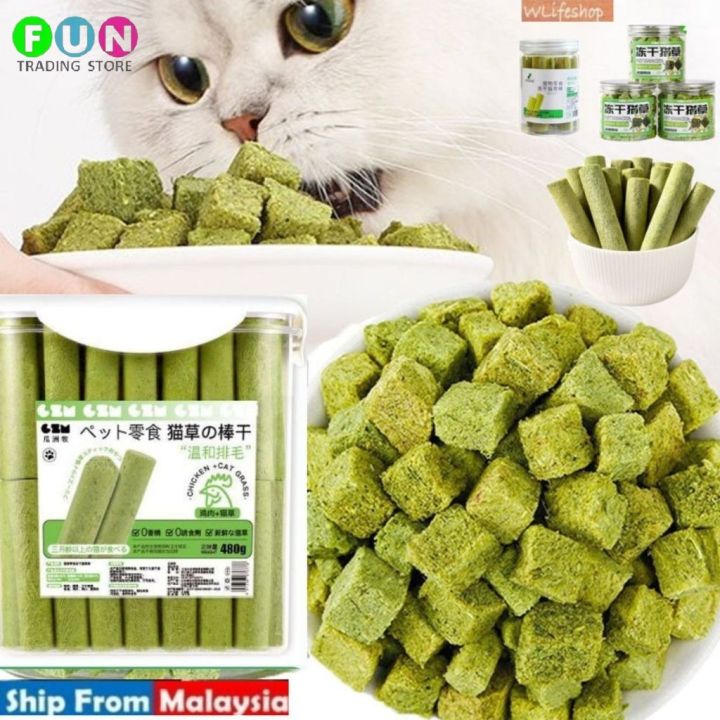 Freeze Dried Pure Raw Meat Chicken Cat Grass Cube Stick Hairball ...
