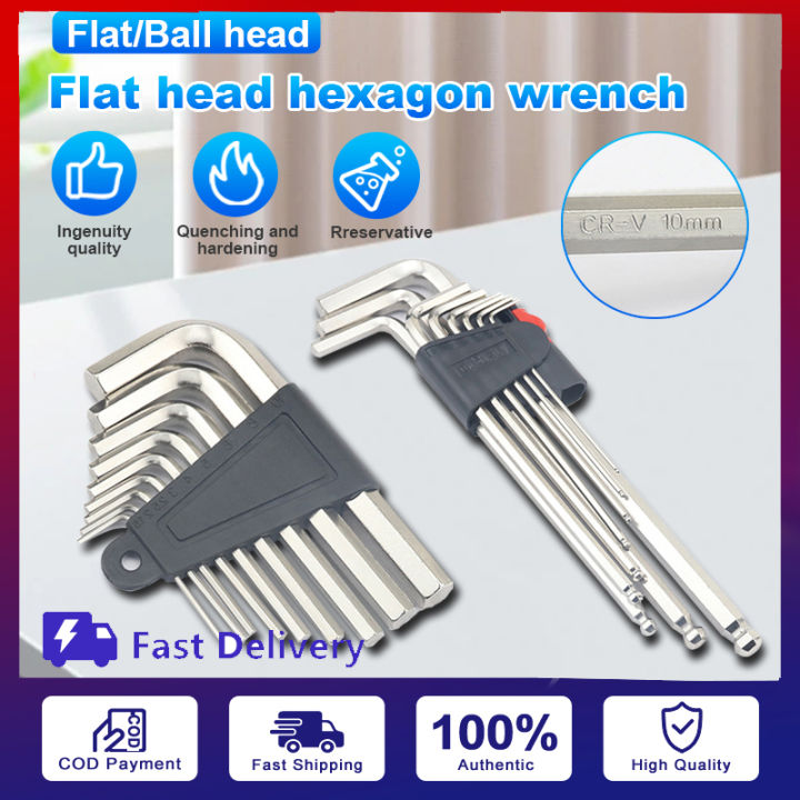 9pcs Ball Point Hex Allen Key (1.5MM-10MM) Allen Key Set Wrench Tools ...