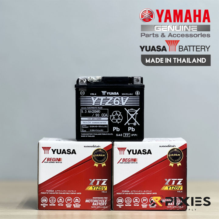 YUASA THAILAND YTZ6V Motorcycle Battery 12V 5Ah Maintenance-Free Click ...