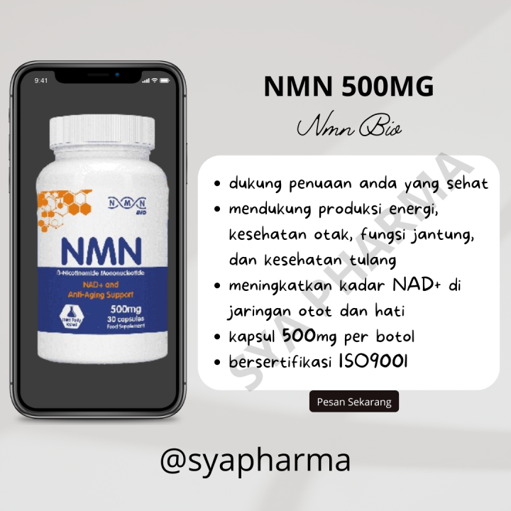 NMN Bio - Kapsul Beta Nicotinamide Mononucleotide 99% Murni - 500mg Suplemen Anti Penuaan yang ...
