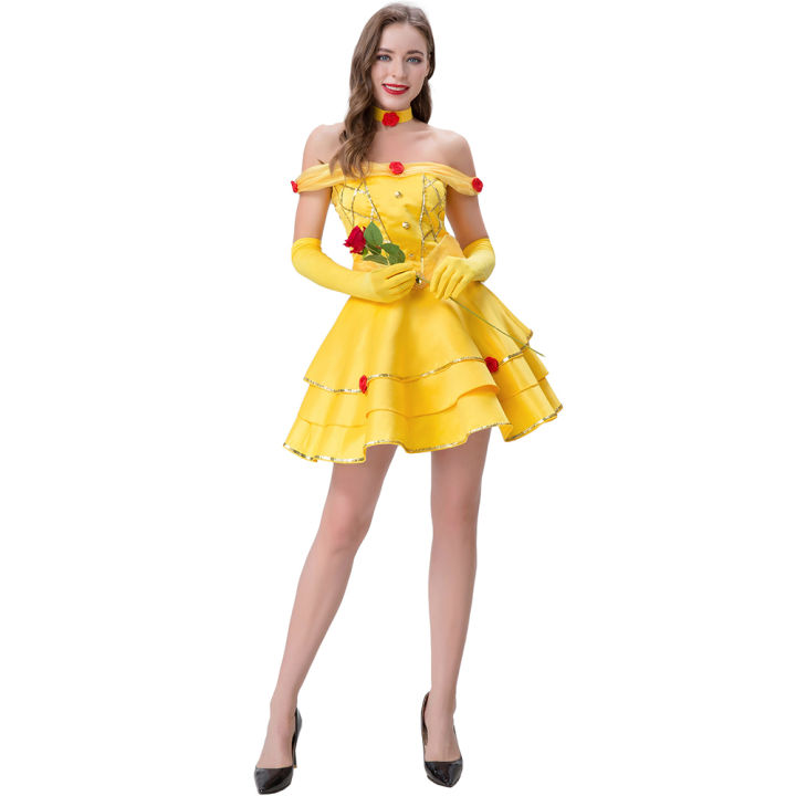 Halloween Fairy Princess Belle Fancy Dress Adult Women Fantasia Beauty ...