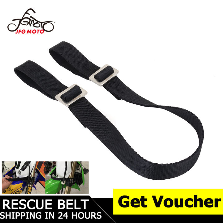 JFG MOTO Motorcycle Universal Black Adjustable Rescue Pull Belt Strap ...