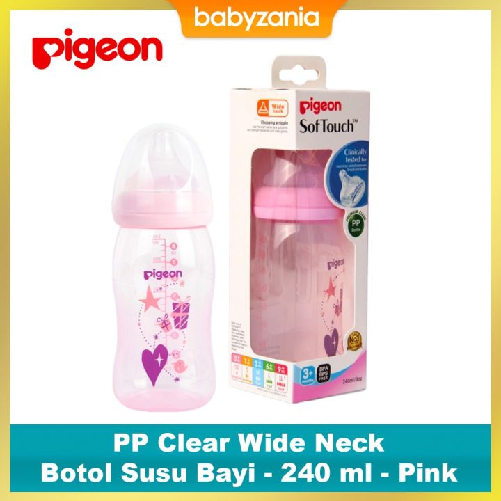 Pigeon Botol Susu Bayi PP Clear Wide Neck 240 ml - Pink | Lazada Indonesia