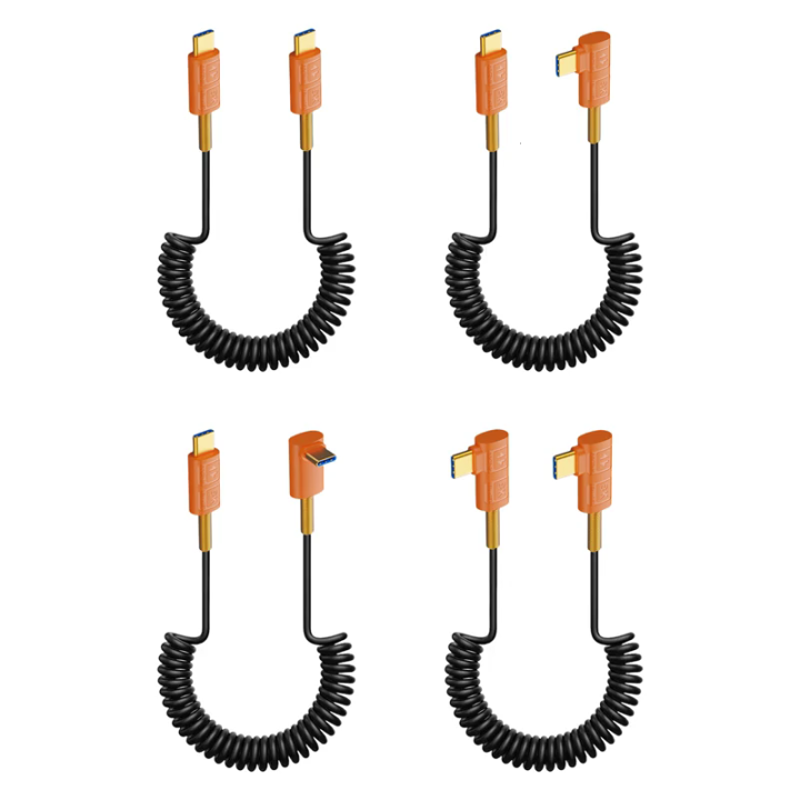 USB4 Type C Spring Coiled Cable Cord 240W Power Delivery Support 40Gbps ...