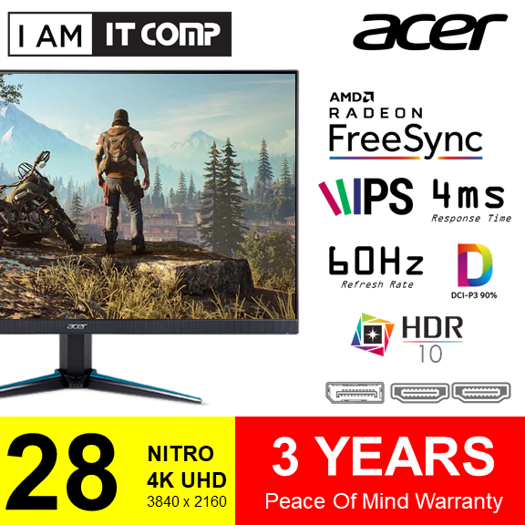 ACER NITRO 28 Inch VG280K 4K UHD 60Hz IPS Gaming Monitor ( VG280 ) (VG0) - UM.PV0SM.001 | Lazada