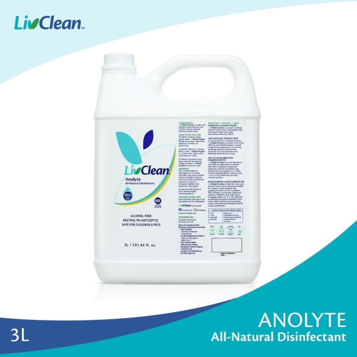 LivClean Anolyte All Natural Disinfectant 3L (500PPM Hypochlorous Acid) | Lazada PH