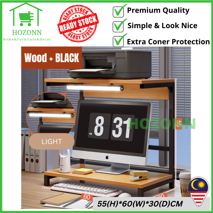 HOZONN (Dengan Lampu) Computer Monitor Stand Desktop Organizer Printer ...