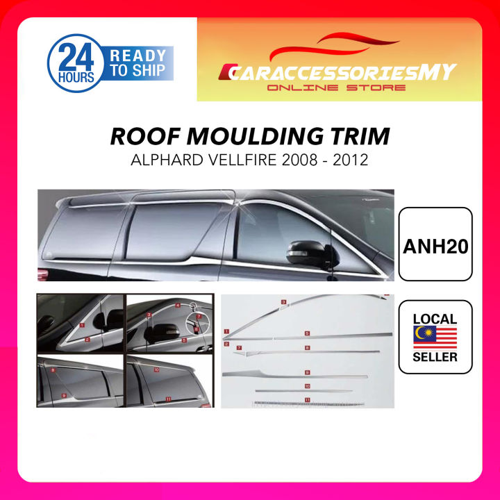 Toyota Alphard Vellfire ANH20 2008 - 2012 roof moulding trim chrome ...