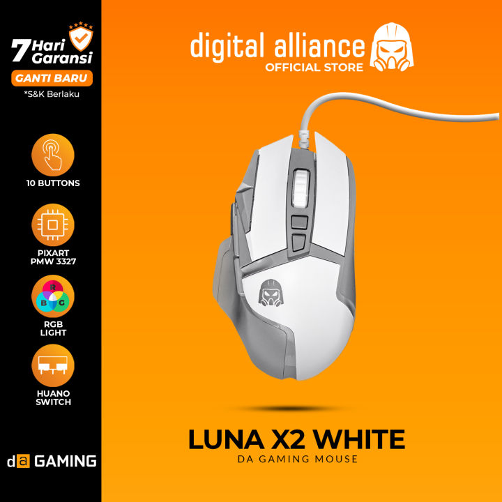 Digital Alliance Mouse Gaming LUNA X2 RGB Ergonomic Design with Optical Sensor - White | Lazada ...