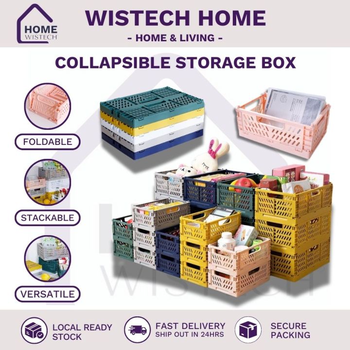 [Wistech Home] Collapsible Plastic Storage Basket, Desktop Organizer ...