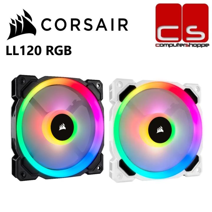 Corsair LL120 RGB 120mm Dual Light Loop RGB LED PWM Fan - Black/White ...