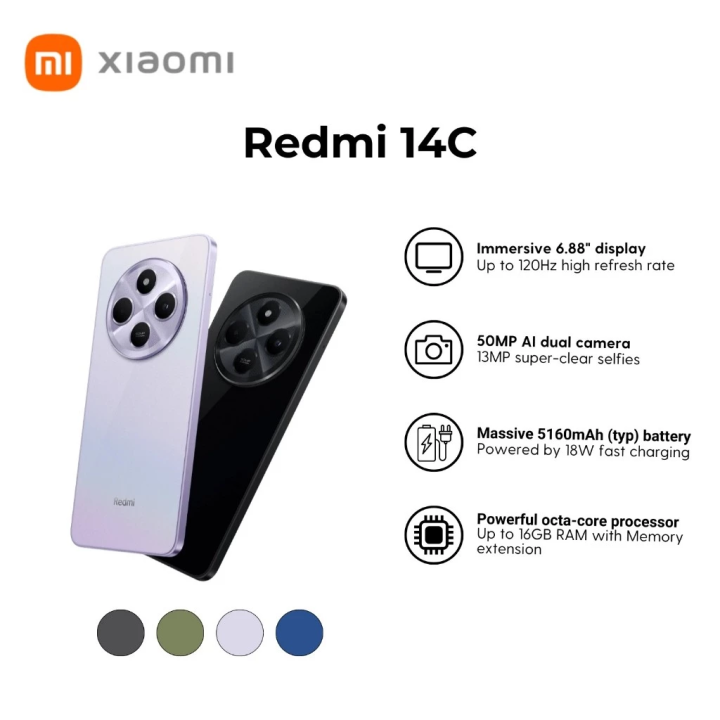 REDMI 14C 8GB+256GB Immersive 6.88" display Refined and stylish design ...