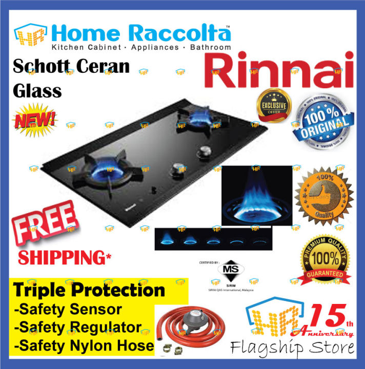Rinnai RB2CGT 2 Inner Burner Gas Hob(Glass) RB-2CGT +Gifts | Lazada