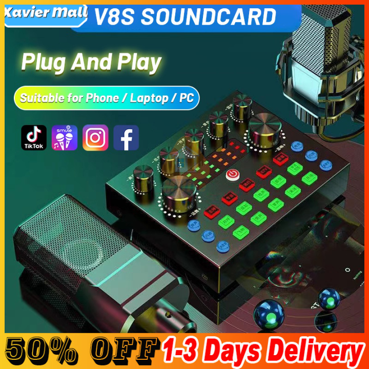 Original + 24 hours delivery V8s Sound Card Live Singing Equipment Audio Mixer Streaming ...