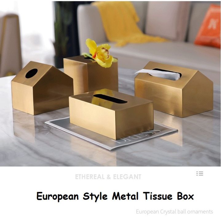 Gold Metal Decorative Serving Tissue Box North Europe Style Victorian ...