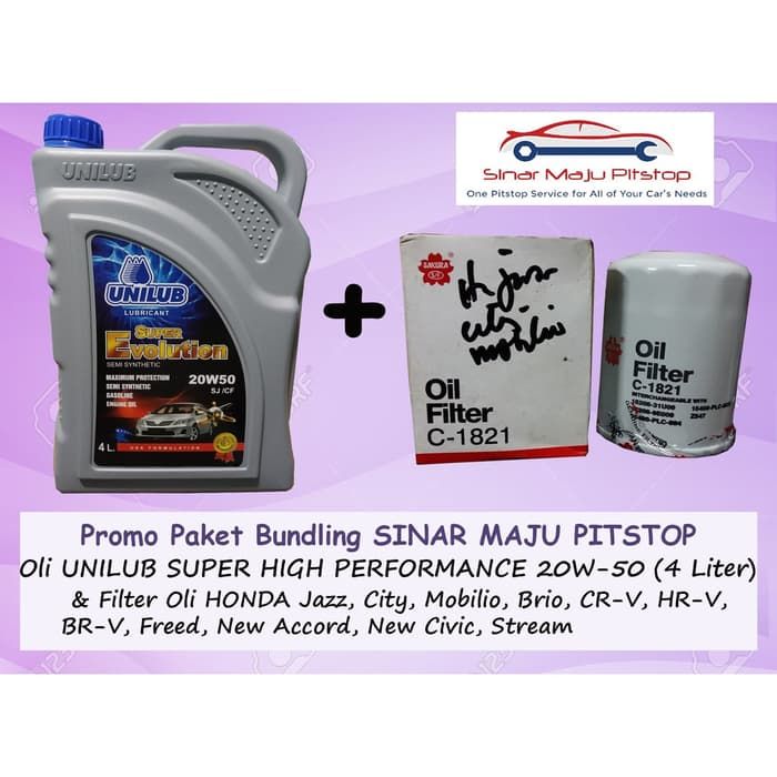 Paket Bundling Oli UNILUB SUPER 20W-50 4 Liter & Filter Oli Mobil HONDA ...