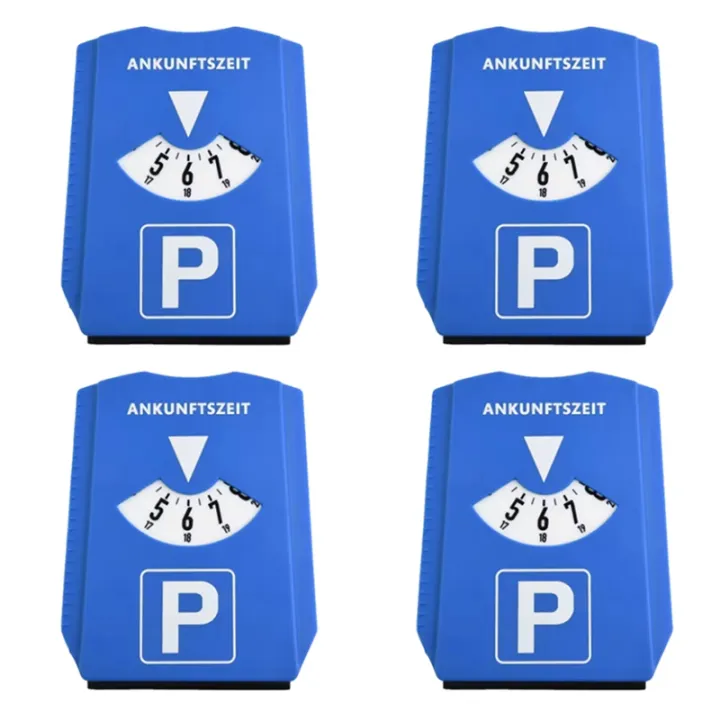 4pcs Car Parking Disc Timer Clock Arrival Time Display Blue Plastic ...
