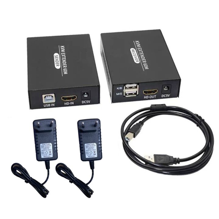 60M -Compatible KVM Extender -Compatible USB KVM Ethernet Extender ...
