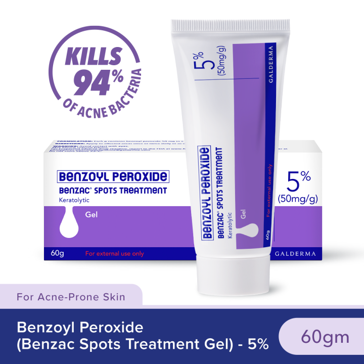 Benzac Benzoyl Peroxide Spots Treatment Gel 5% 60gm [Anti-Acne / Pimple ...
