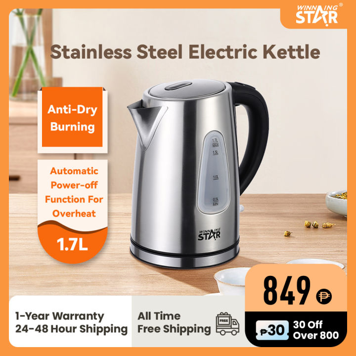 Winning Star Wireless Electric Kettle 1.8L Stainless Steel with ...