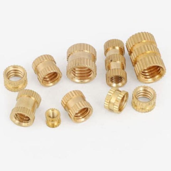 5-100pcs Brass insert M2 M2.5 M3 m4 m5 M6 M8 M10 Copper Inserts Brass Double Pass Knurl Nut ...