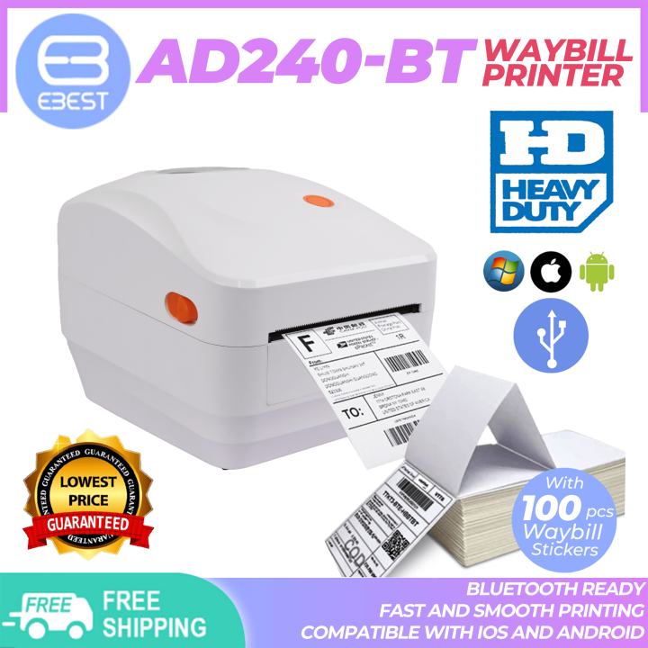 Waybill Printer AD240-BT with Aiyin 100pcs WAYBILL STICKER USB ...