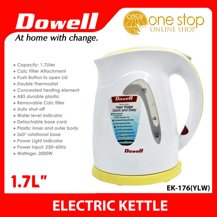 Dowell Original 1.7 Liter Electric Kettle | Water Heater EK-176 EK 176 ...