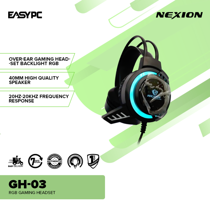 EasyPC | Nexion GH-03 RGB Gaming Headset Headphones For PC and Laptop | Lazada PH